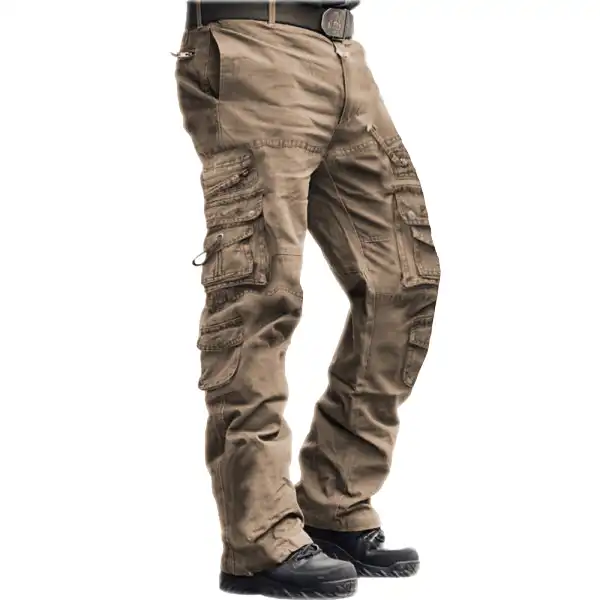 Men's Outdoor Vintage Washed Cotton Washed Multi-pocket Tactical Pants